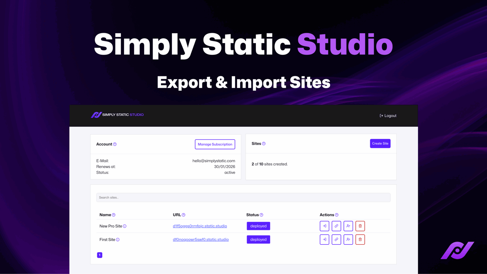Static Studio - Export & Import Sites - Simply Static