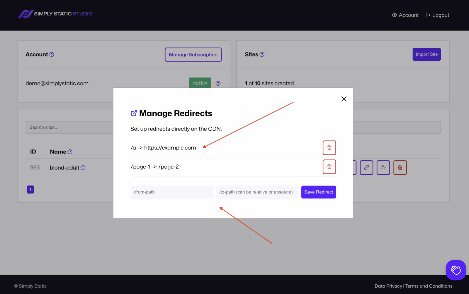 Static Studio - 2FA & CDN-level redirects - Simply Static